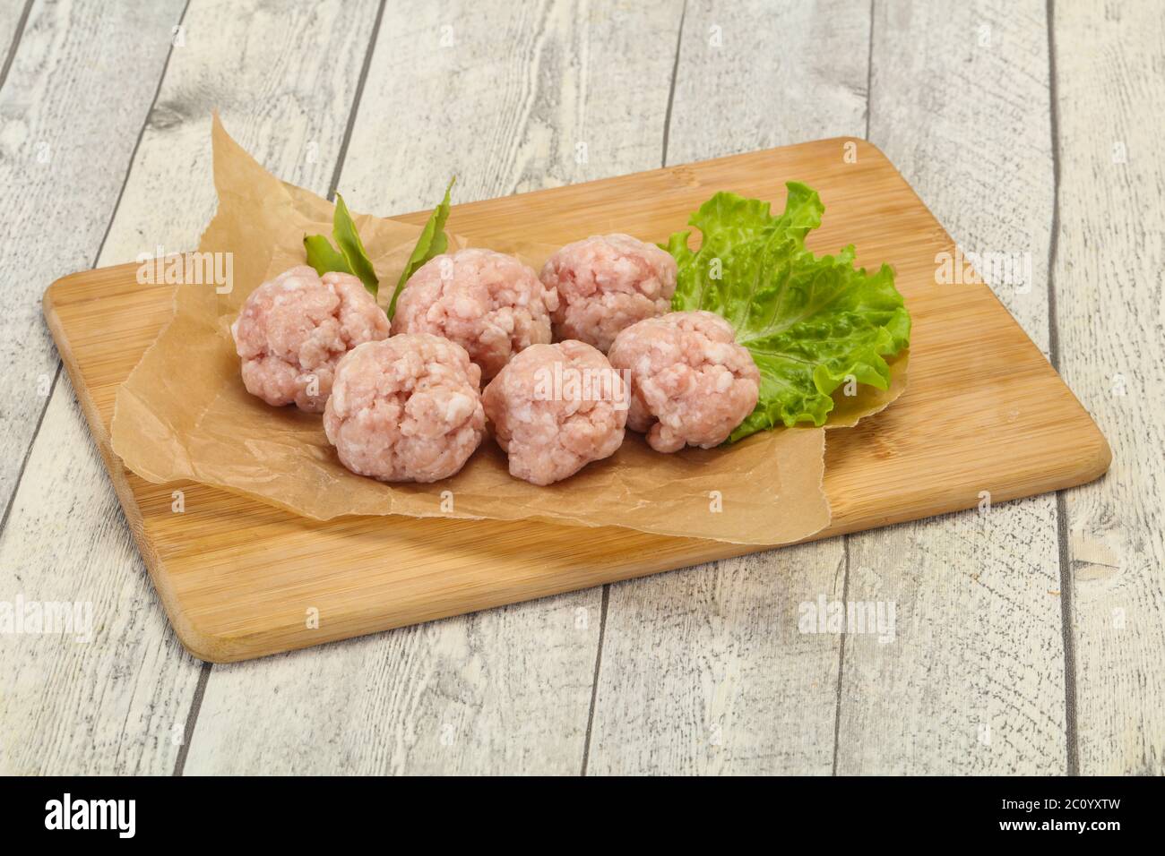 Homemade raw pork minced meatball ready for cooking Stock Photo - Alamy