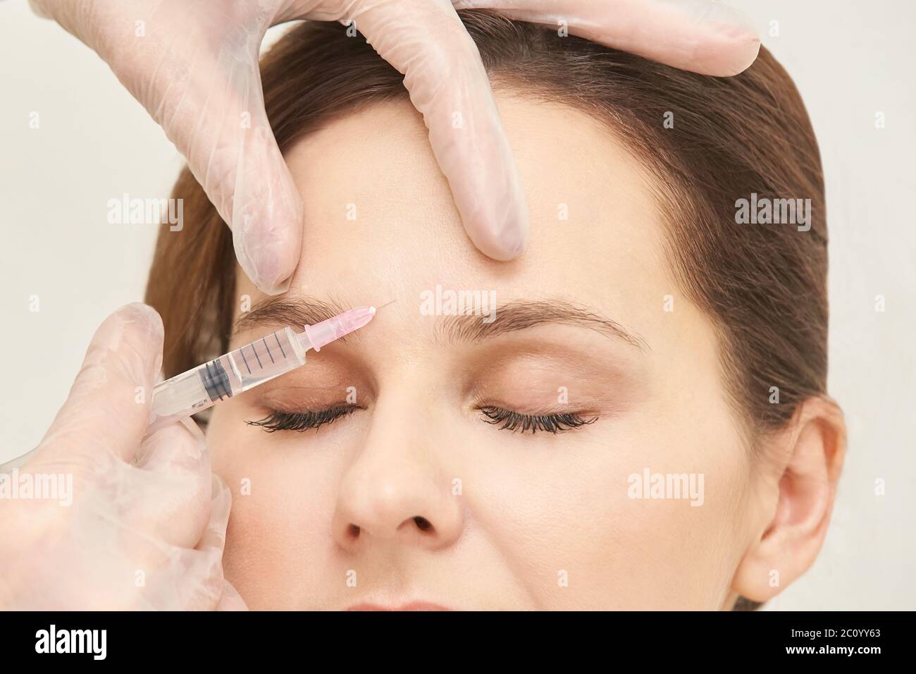 Prp plasma treatment. Facial rich cosmetology injecting. Woman, doctor ...