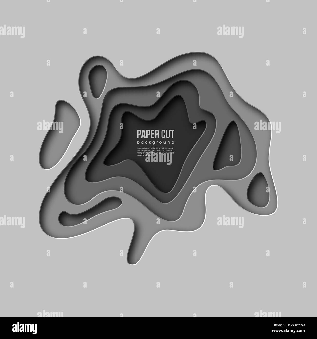 3d paper cut style background. Shapes with shadow in different grey ...