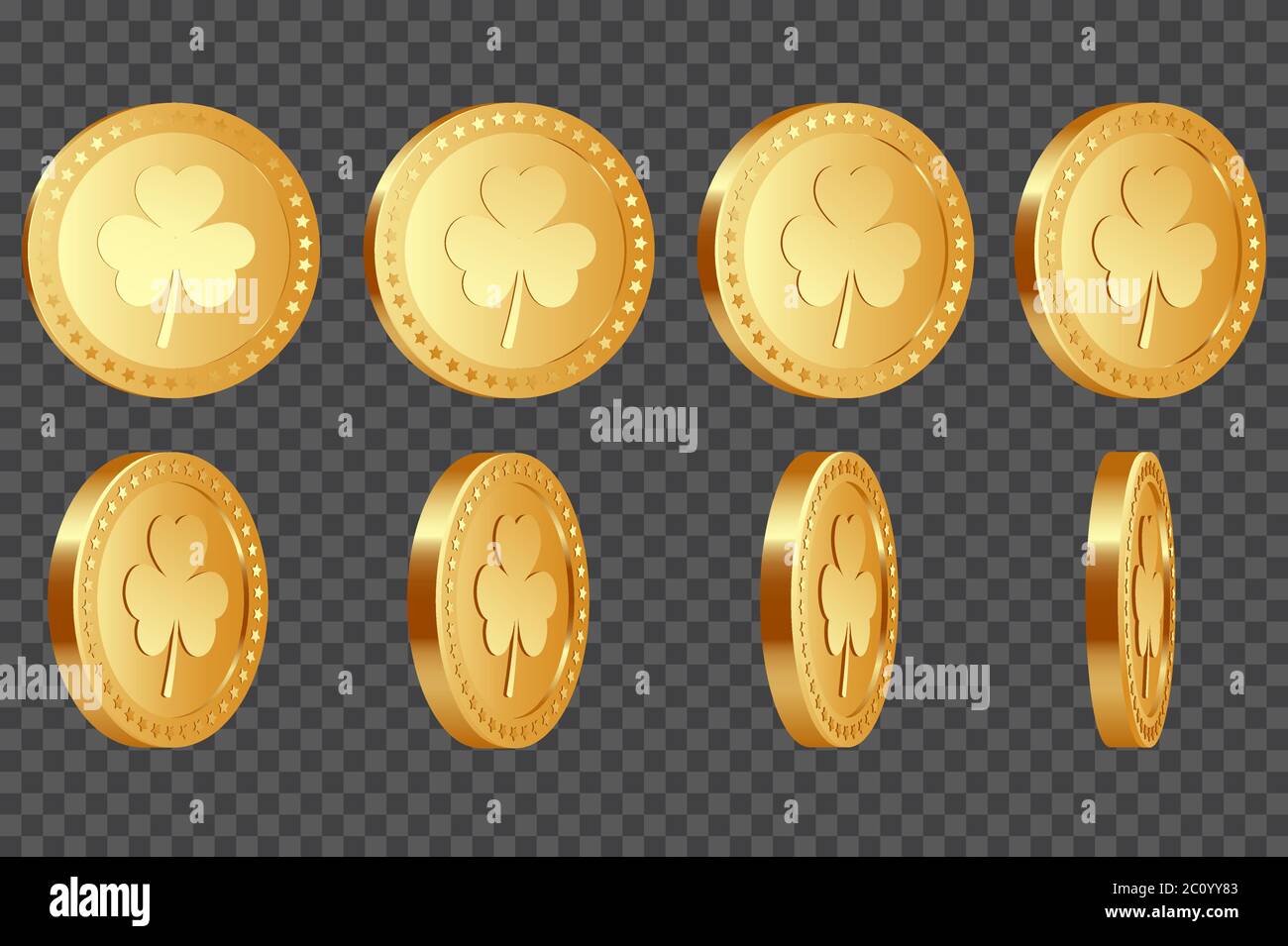 Set of 3d three-leaf clover coins Stock Vector Image & Art - Alamy