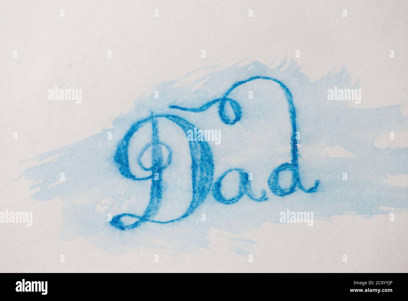 Dad blue lettering. Fathers day greeting card. watercolor hand drawn ...