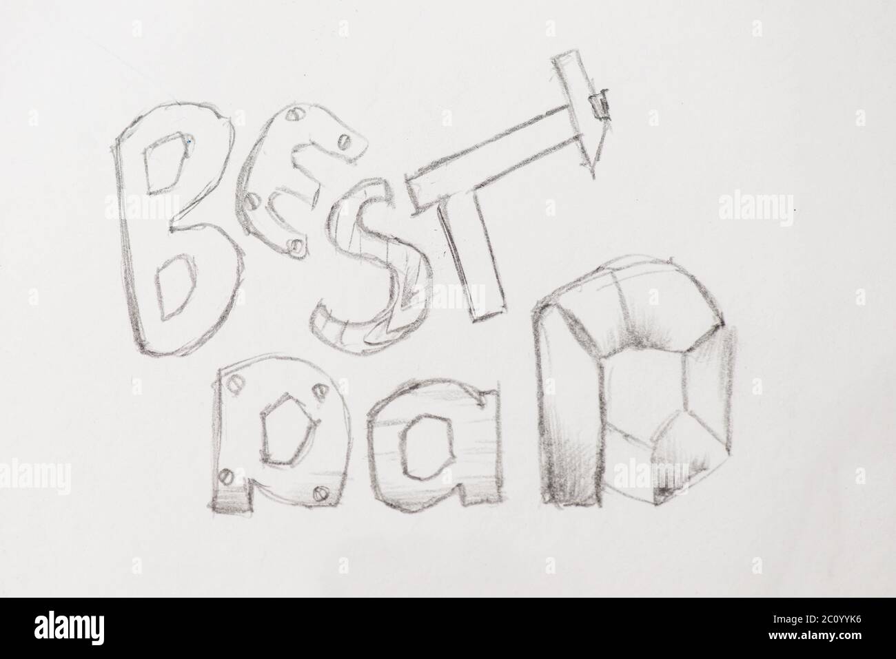 Best Dad lettering. Fathers day greeting card. pencil hand drawn ...