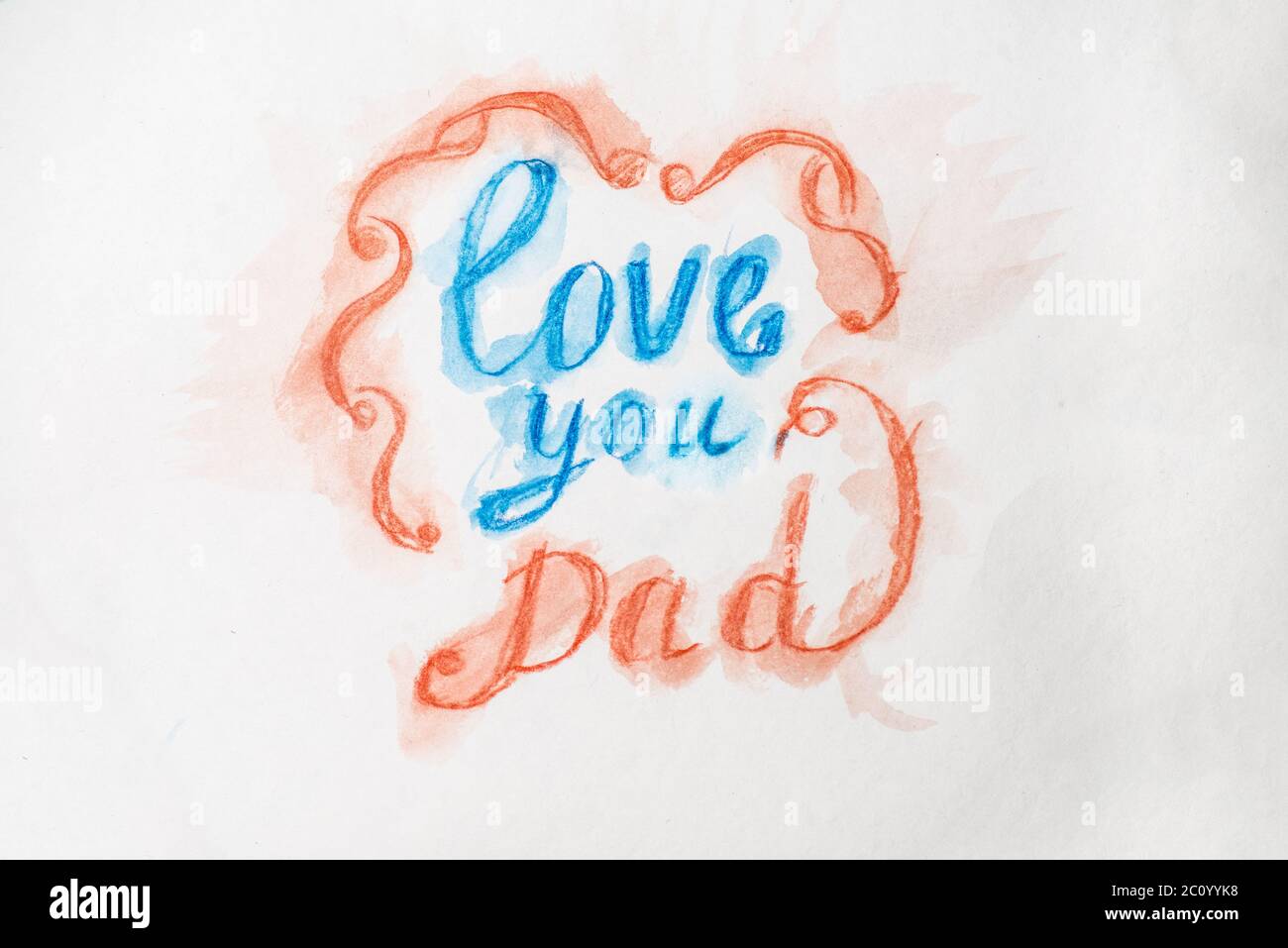 Love You Dad lettering greeting card. Fathers day watercolor hand drawn ...