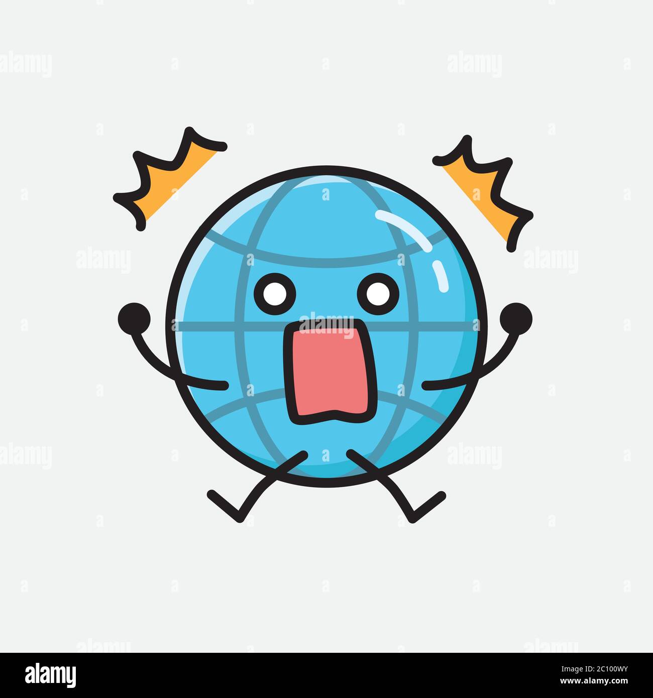 An illustration of Cute Earth Globe Icon Mascot Vector Character in ...