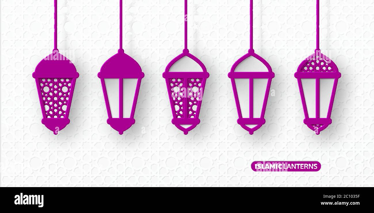 3d arabic lanterns with traditional patterns Stock Vector Image & Art ...