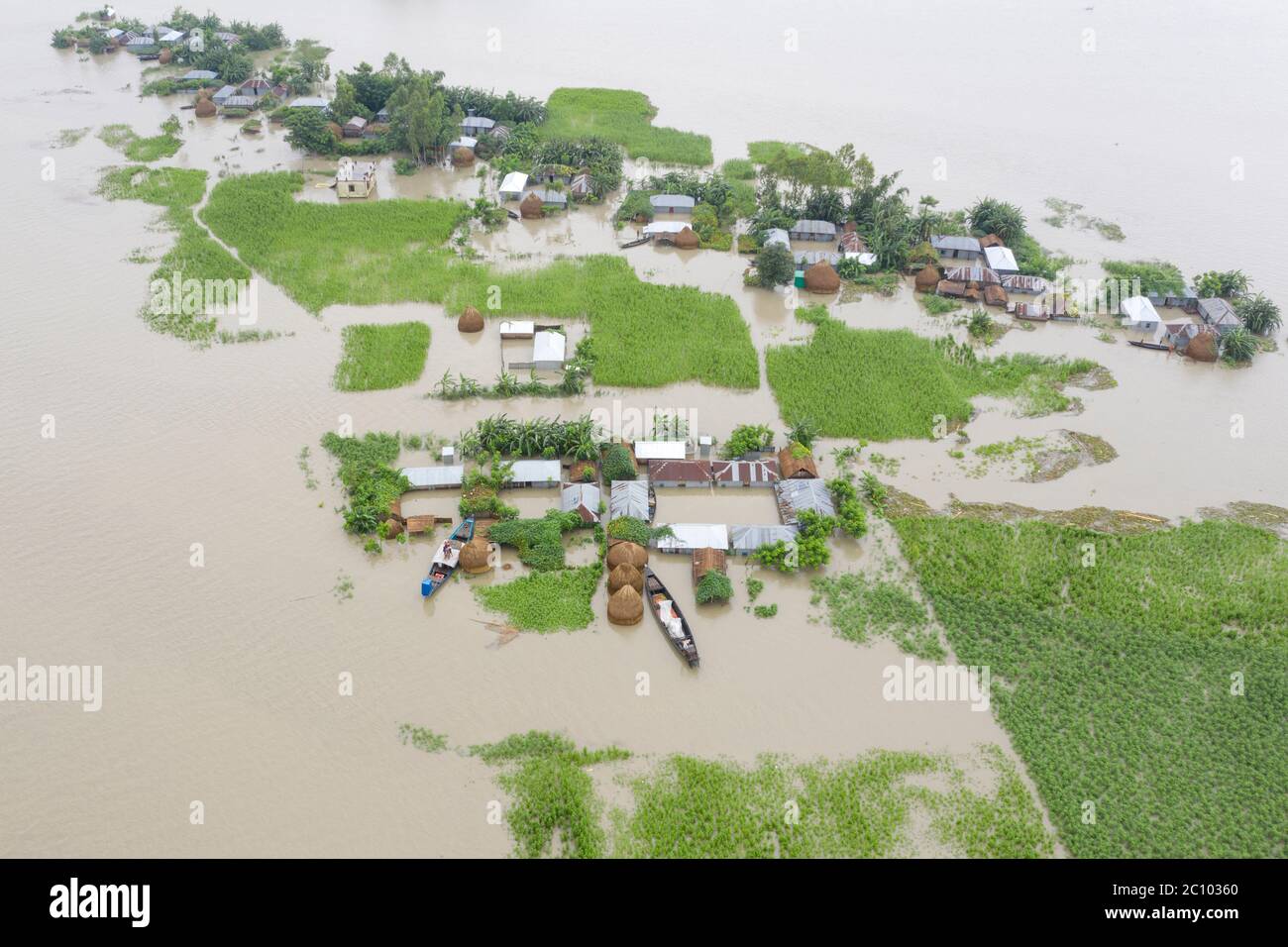 Aerial view of flood affected area Stock Photo - Alamy