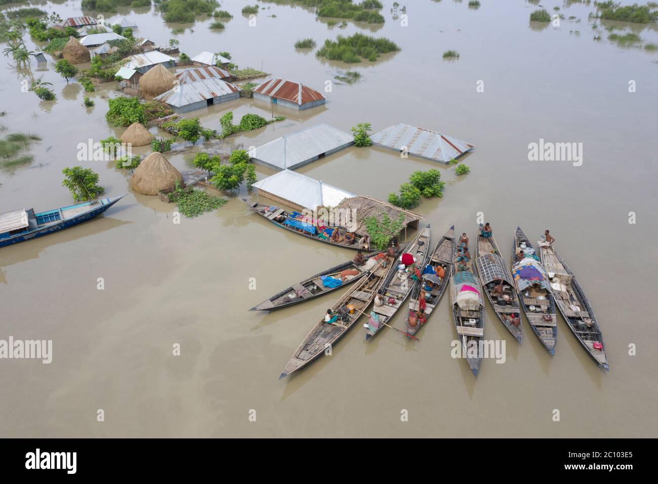 Aerial view of flood affected area Stock Photo - Alamy