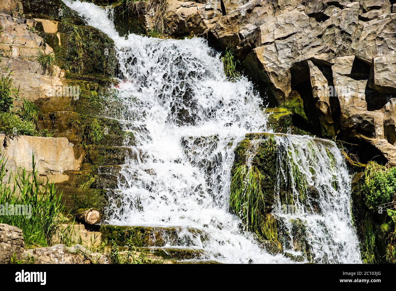 Country landscape with forest and waterfall in Tbilisi's downtown Stock ...