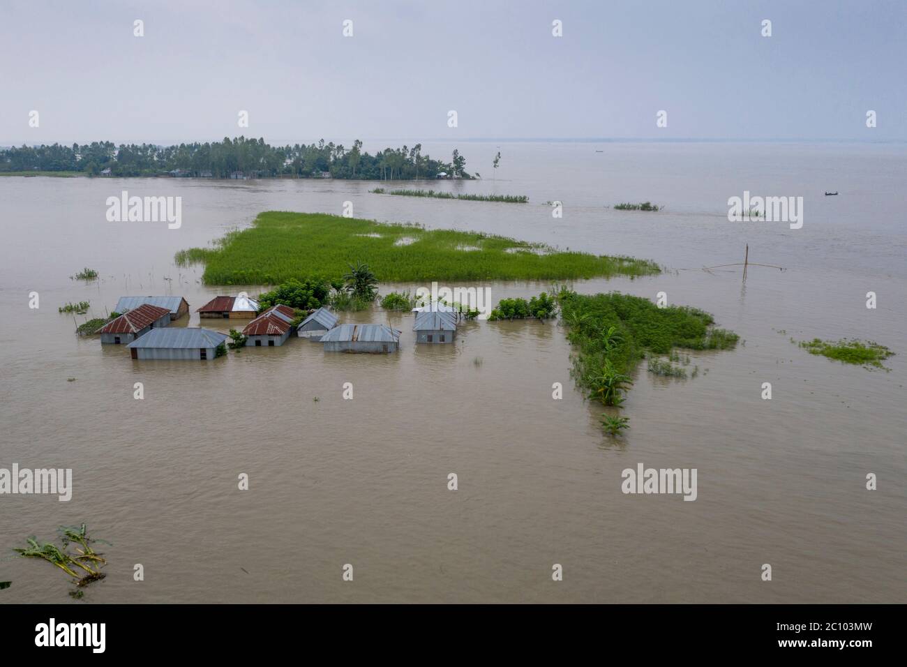 Aerial view of flood affected area Stock Photo - Alamy