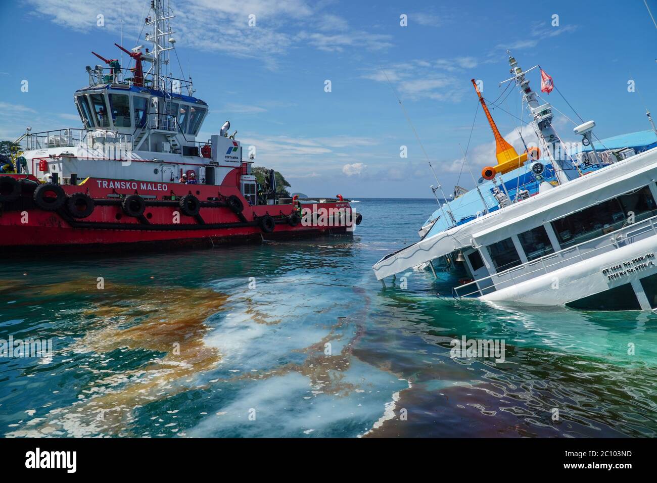 Karangasem, Bali, Indonesia. 13th June, 2020. Transko Maleo boat from ...