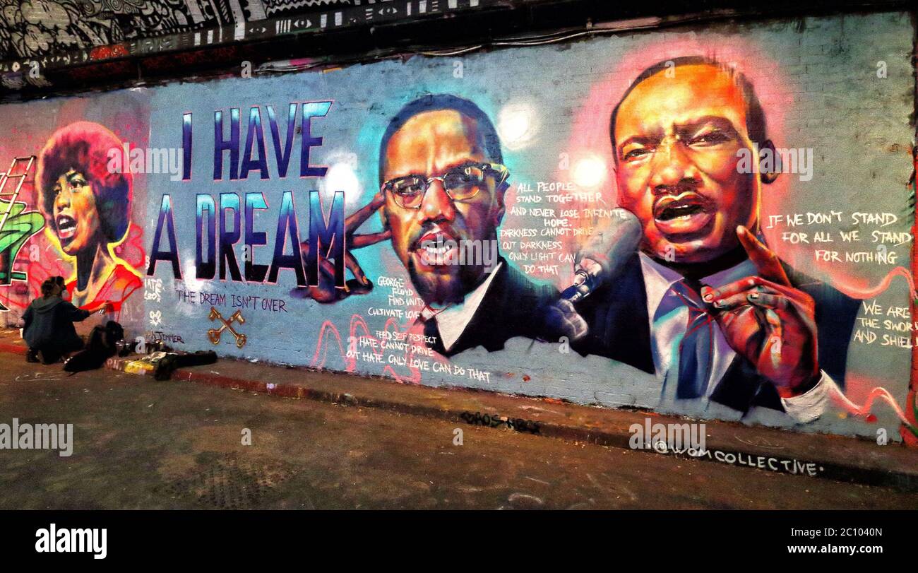 Street Art wall showing an image of civil rights campaigner Martin ...