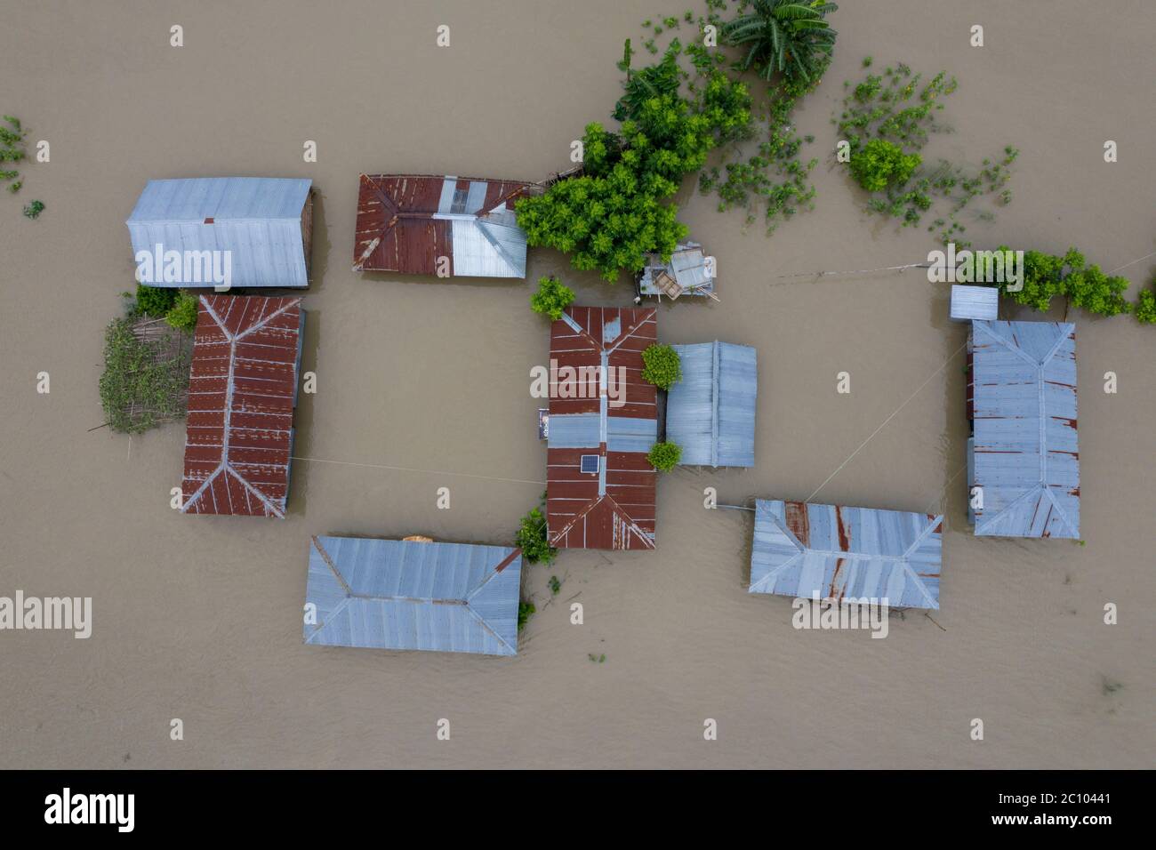Aerial view of flood affected area Stock Photo - Alamy