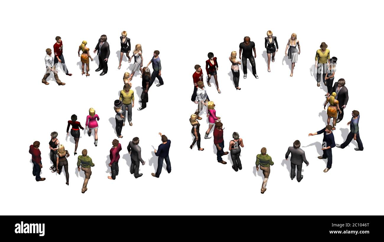 people - arranged in number 20 - with shadow - isolated on white ...