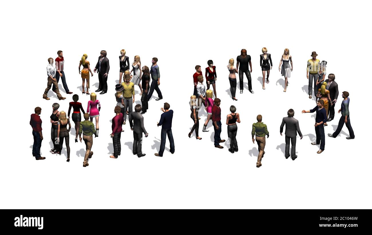 people - arranged in number 20 - with shadow - isolated on white ...