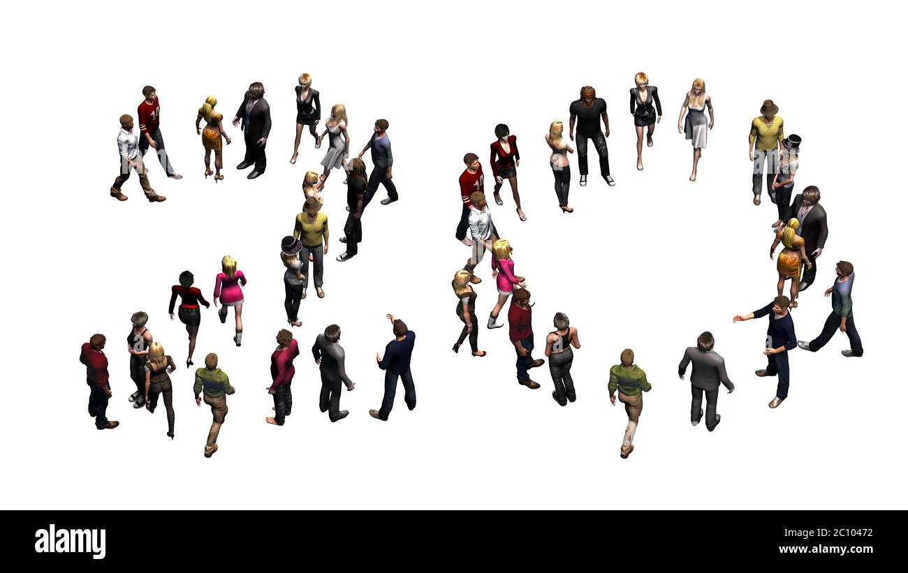 people - arranged in number 20 - without shadow - isolated on white ...
