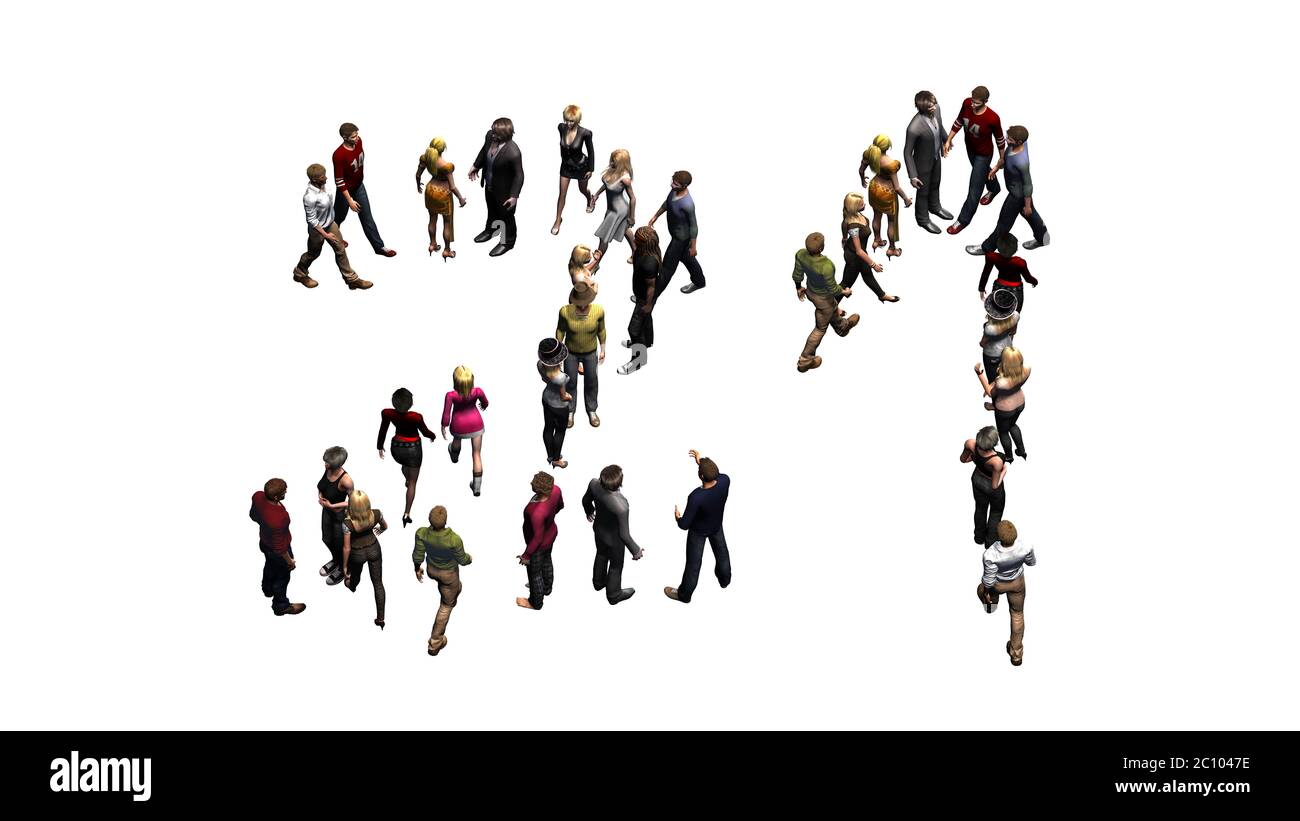 people - arranged in number 21 - without shadow - isolated on white ...