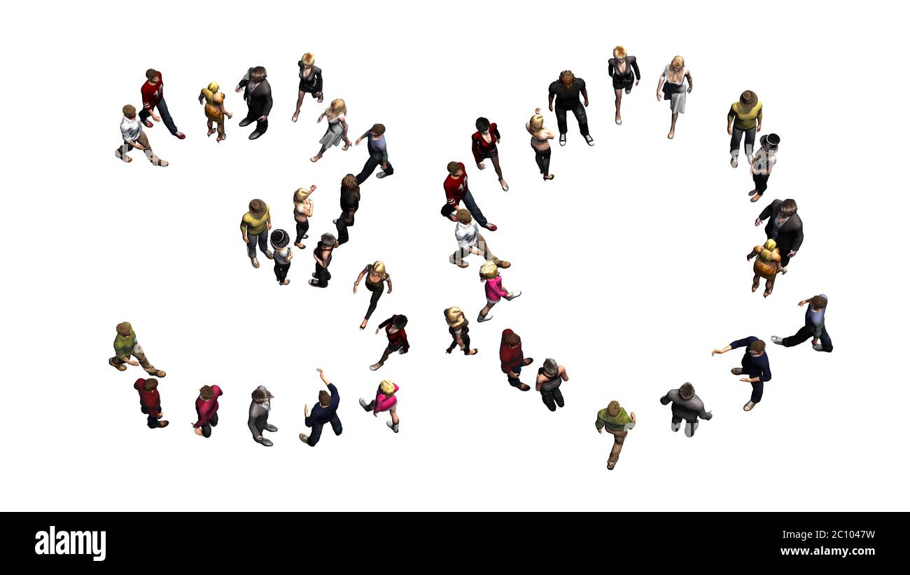 people - arranged in number 30 - without shadow - isolated on white ...