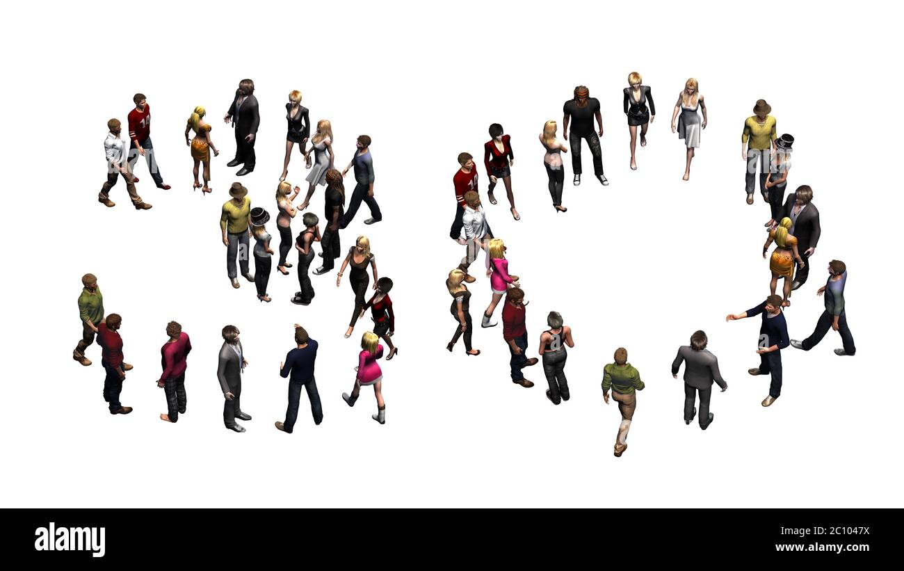 people - arranged in number 30 - without shadow - isolated on white ...