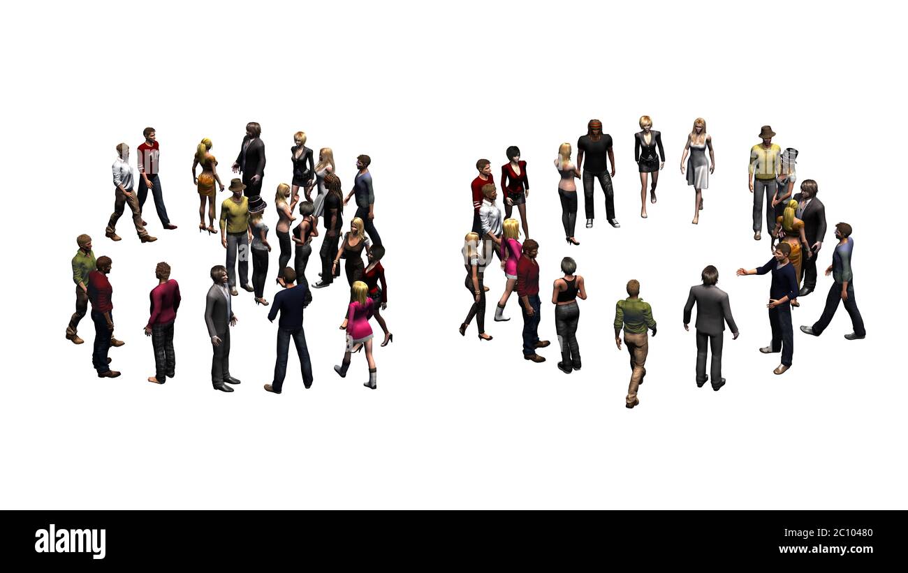 people - arranged in number 30 - without shadow - isolated on white ...