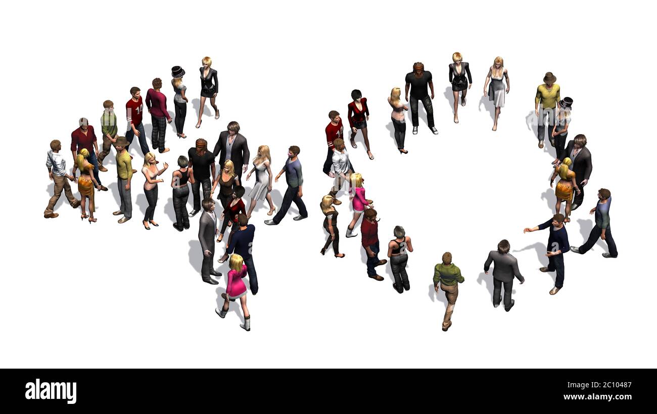 people - arranged in number 40 - with shadow - isolated on white ...