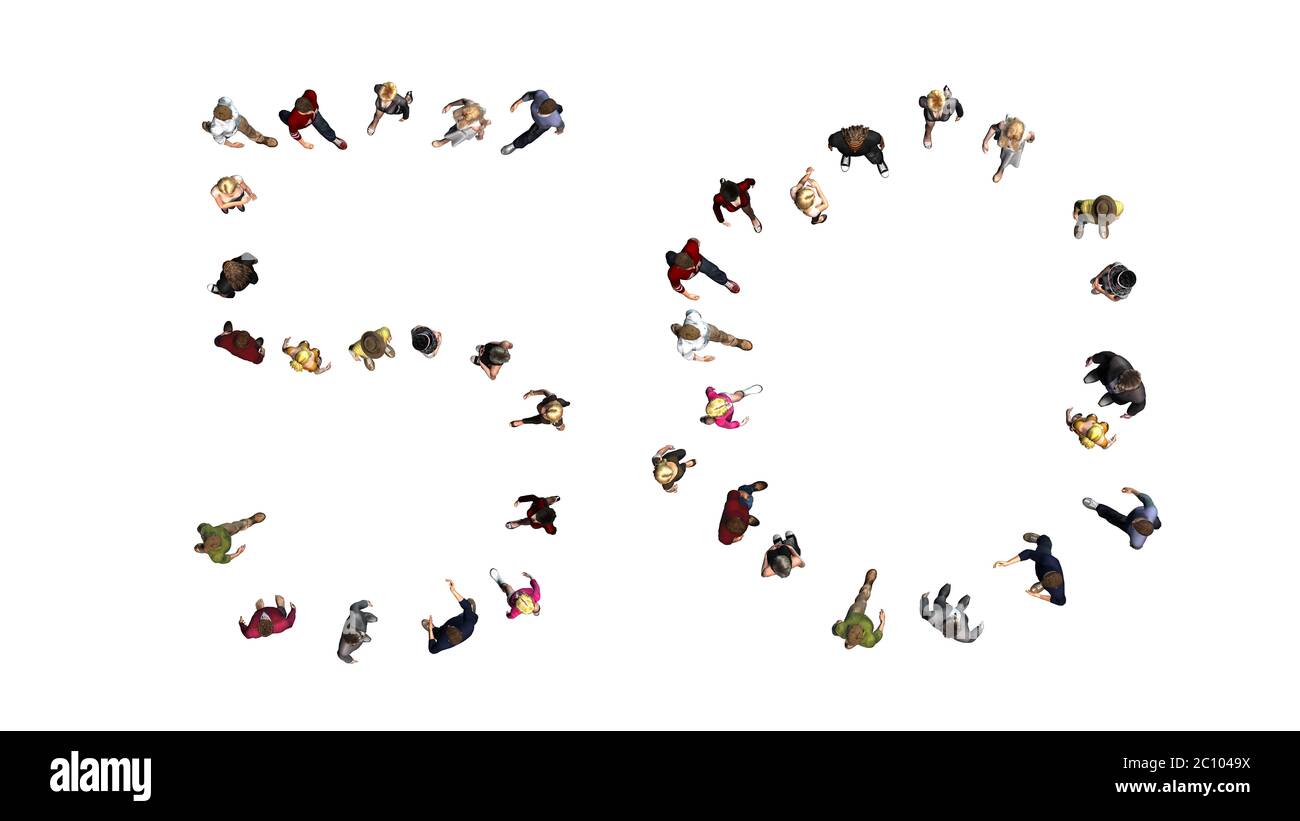 people - arranged in number 50 - top view without shadow - isolated on ...