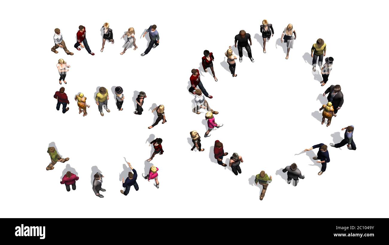 people - arranged in number 50 - with shadow - isolated on white ...