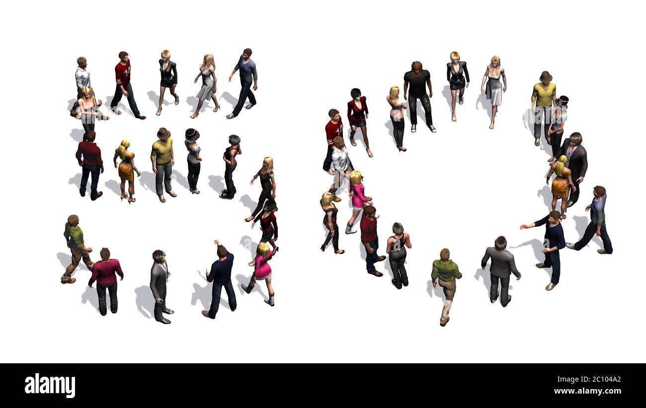 people - arranged in number 50 - with shadow - isolated on white ...