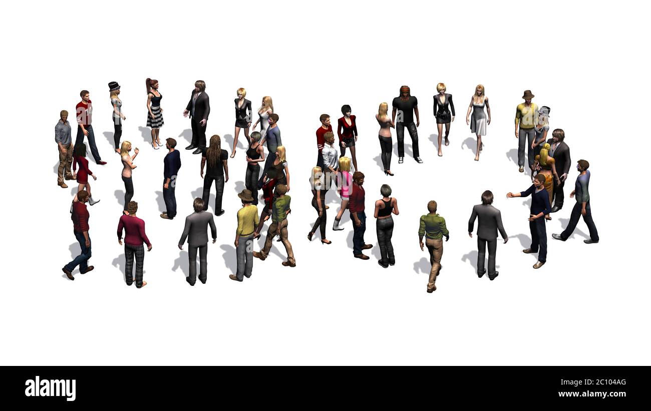 people - arranged in number 90 - with shadow - isolated on white ...