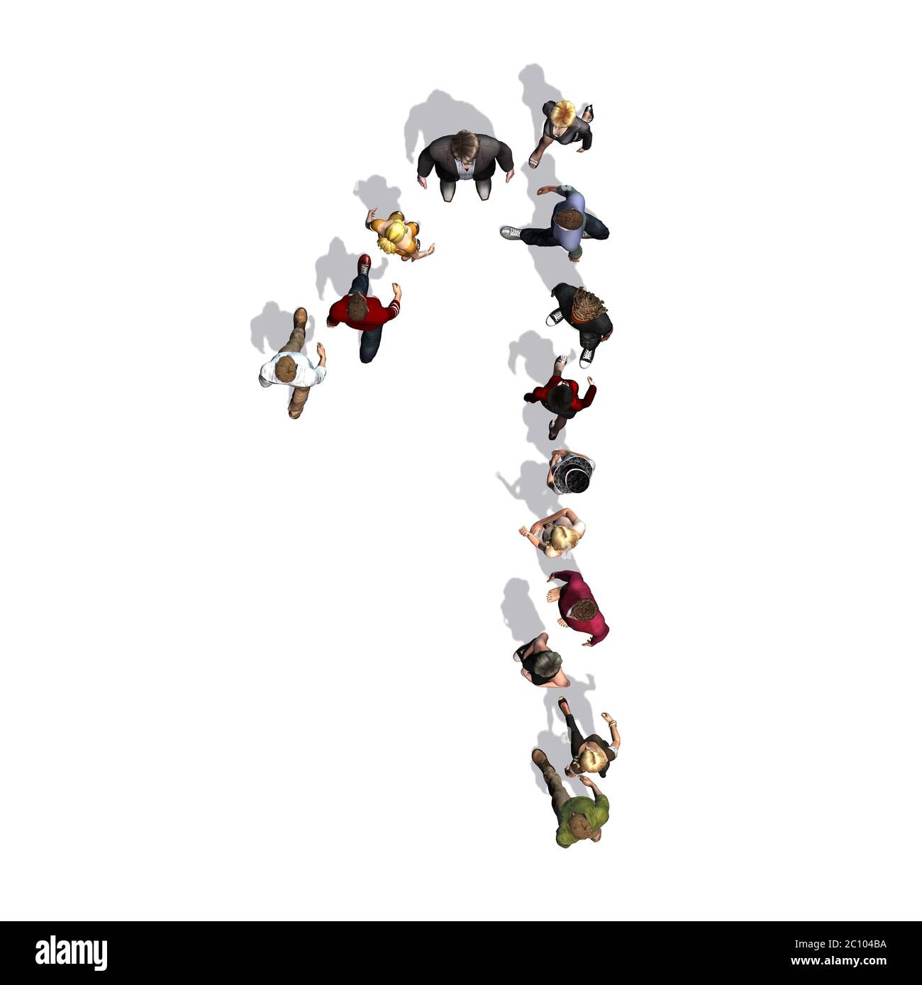 people - arranged in number 1 - top view with shadow - isolated on ...