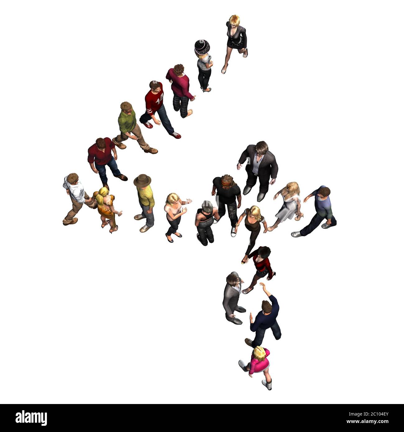 people - arranged in number 4 - without shadow - isolated on white ...