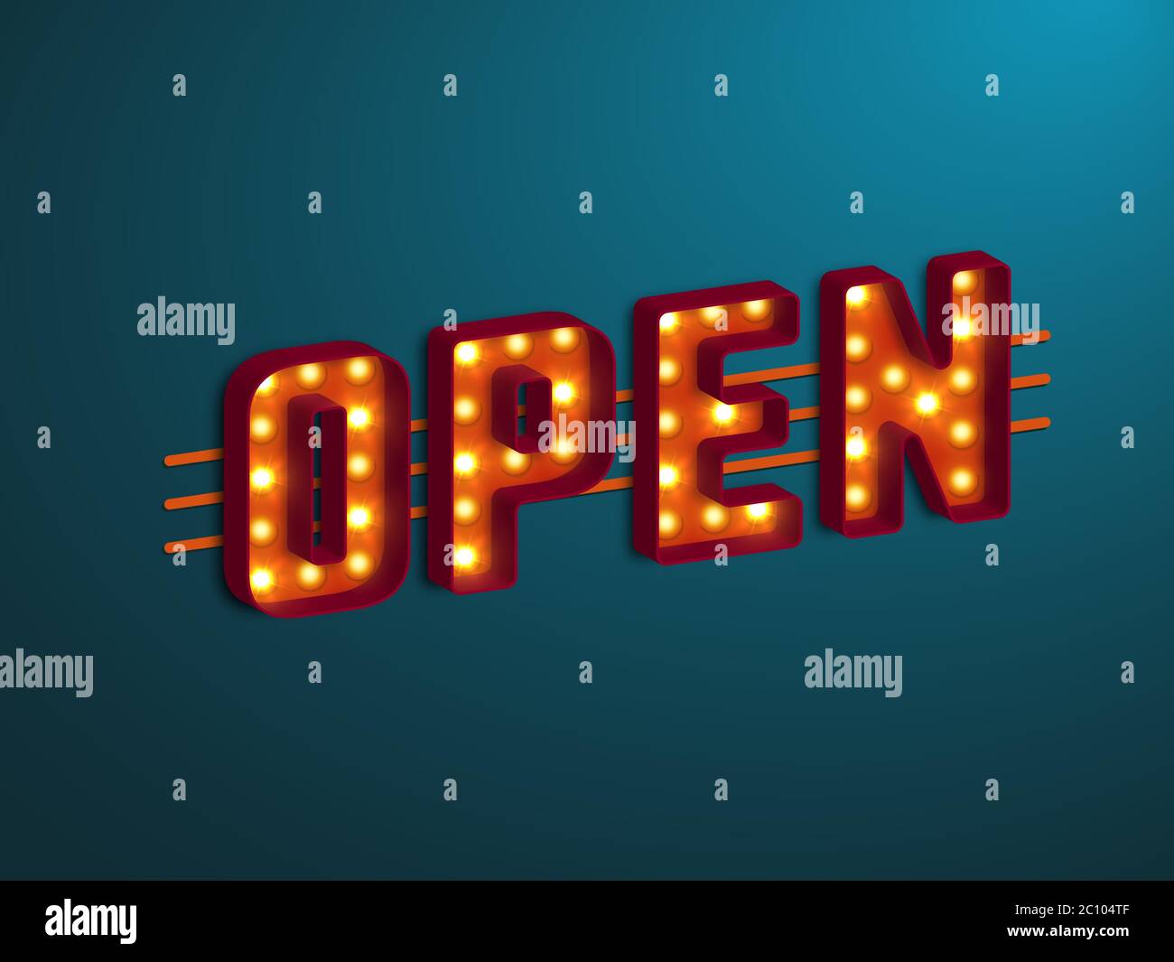 3d retro open sign Stock Vector Image & Art - Alamy