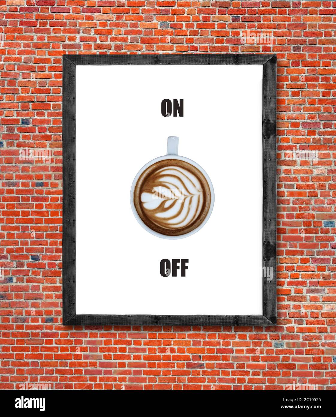 On off coffee written in picture frame Stock Photo - Alamy