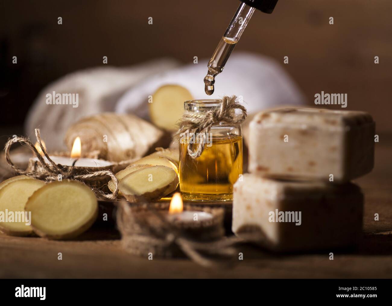 Ginger Essential oil Stock Photo - Alamy