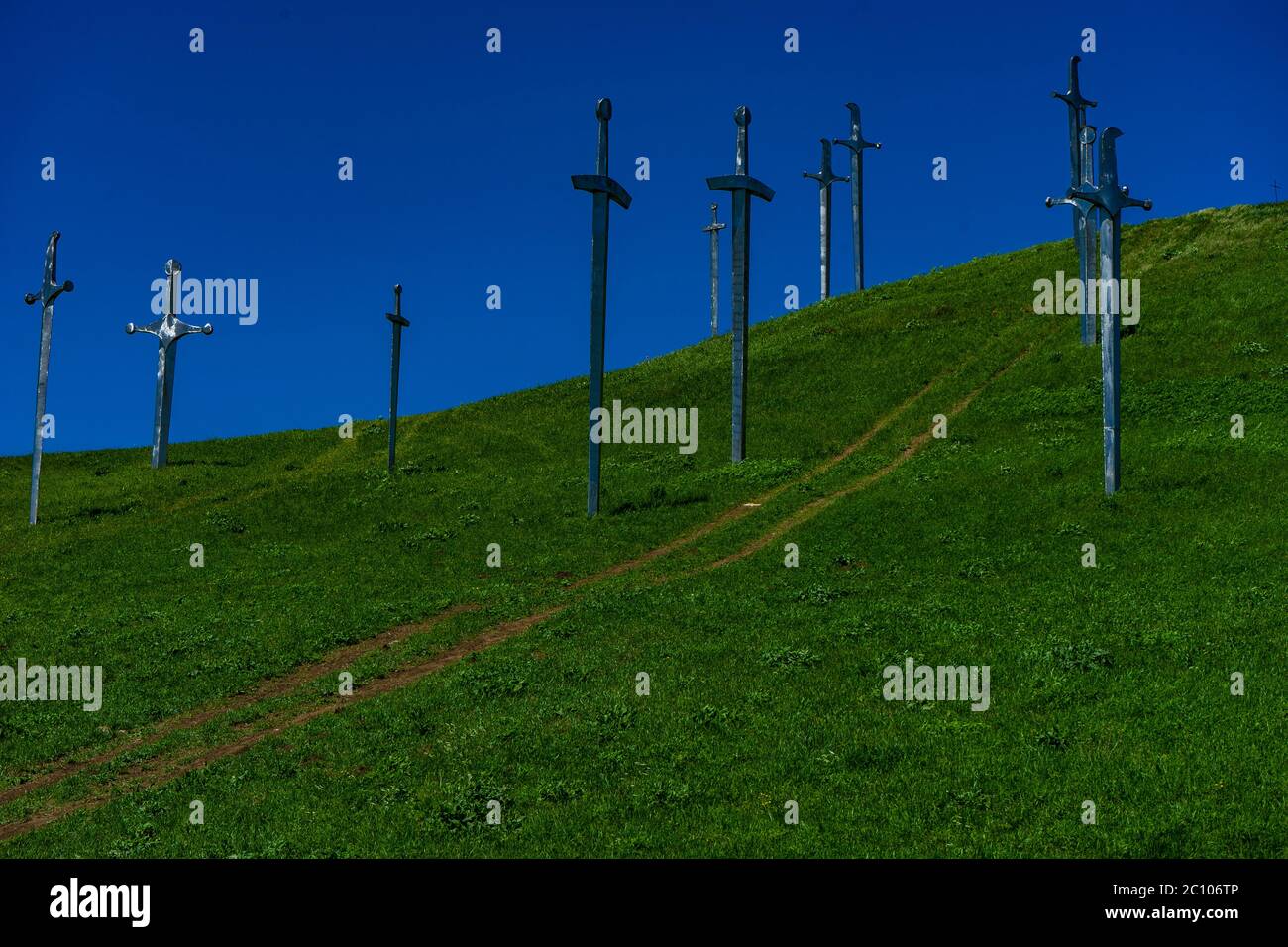 Famous Didgori battle monument with giant swards and sculptures of ...