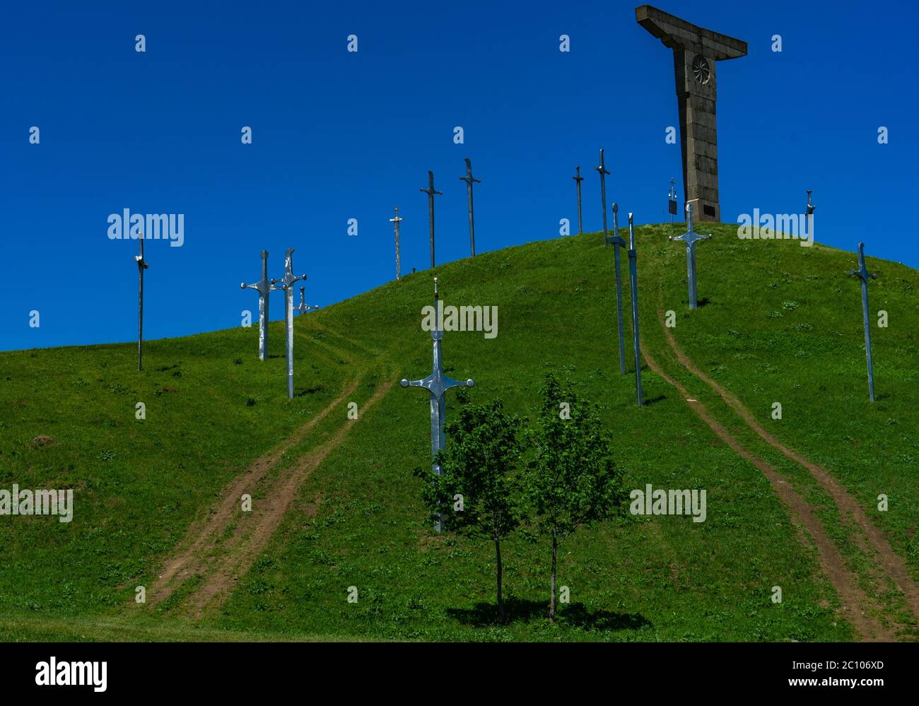 Famous Didgori battle monument with giant swards and sculptures of ...