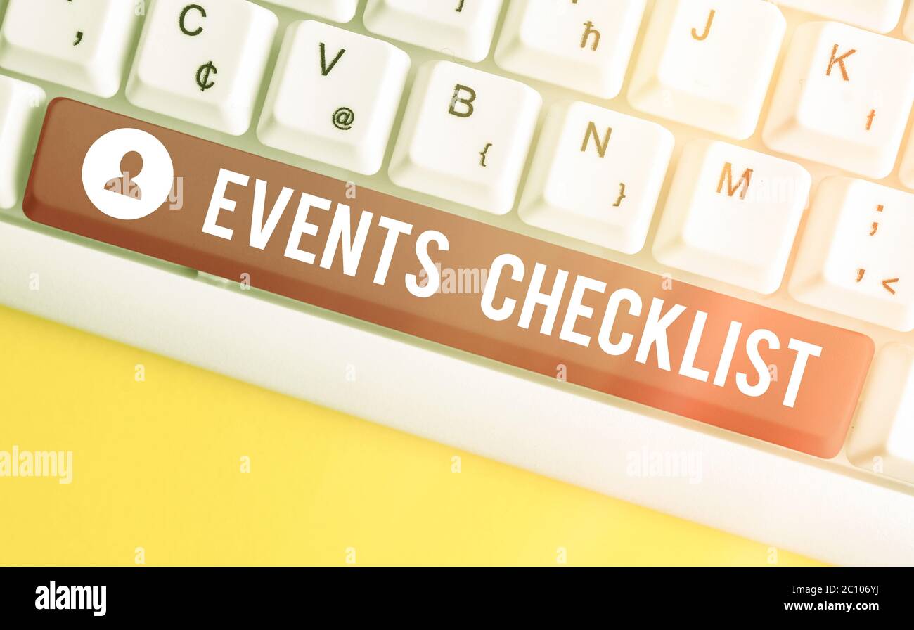 Writing note showing Events Checklist. Business concept for invaluable ...