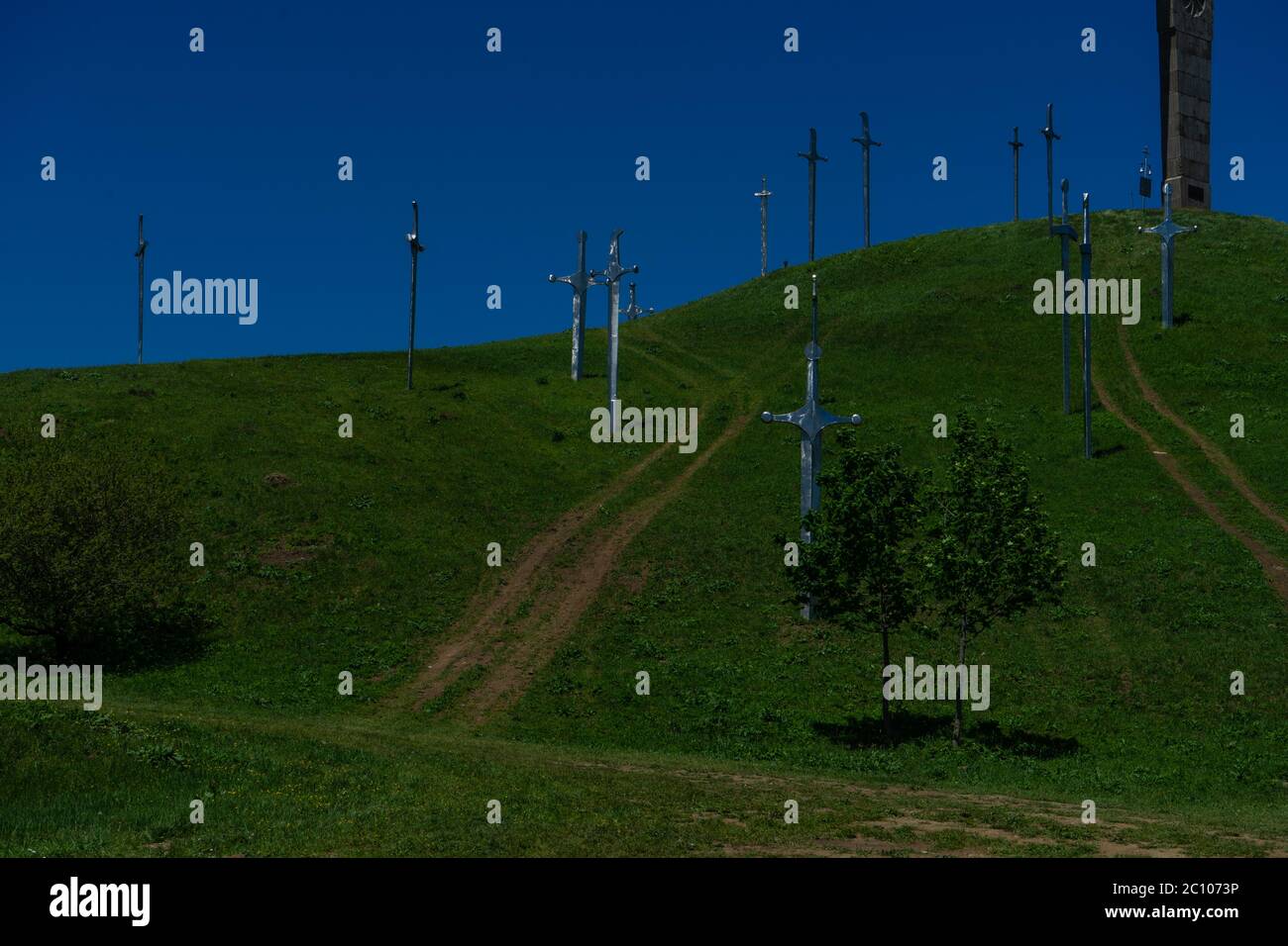 Famous Didgori battle monument with giant swards and sculptures of ...