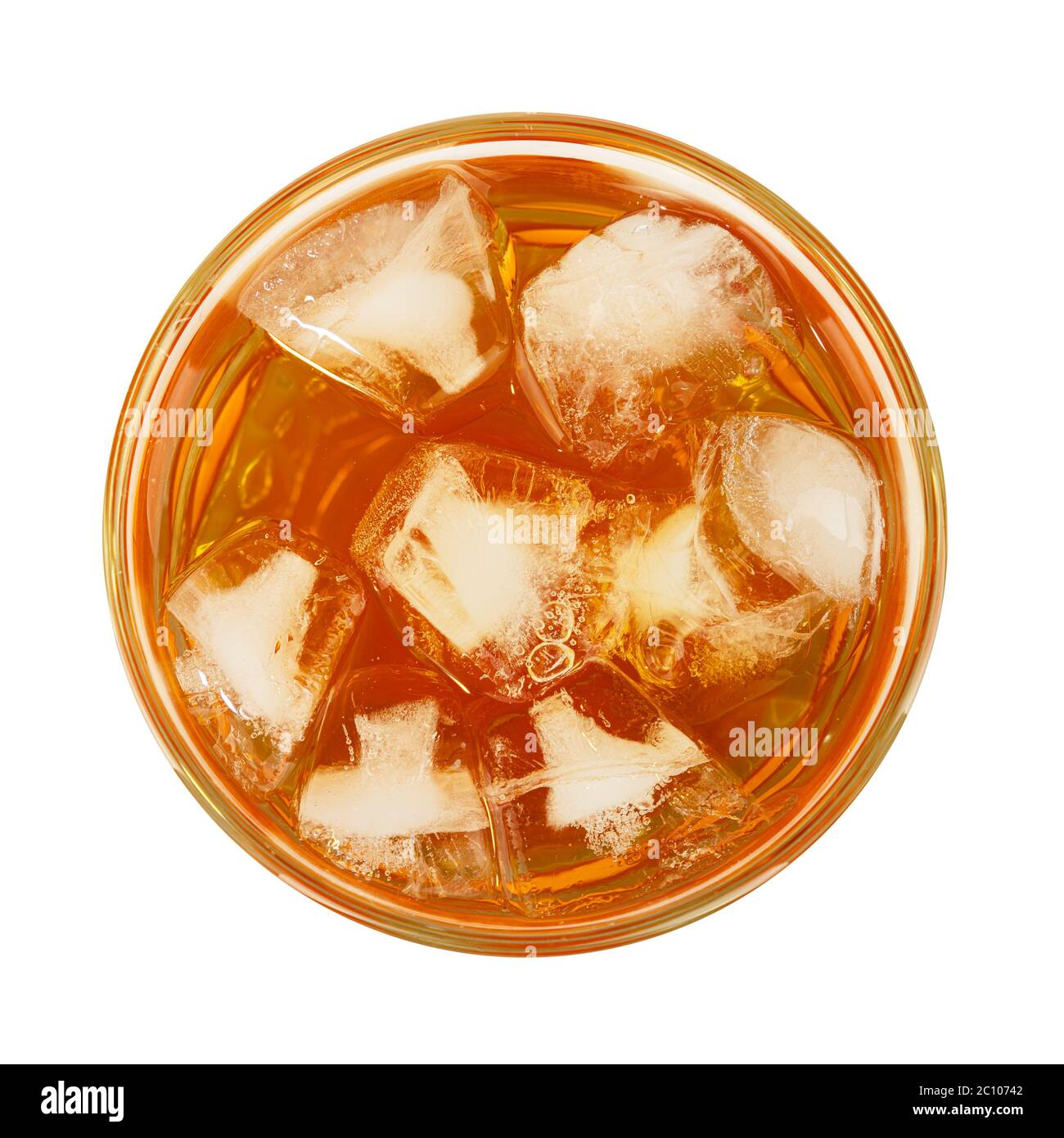 Close up one big glass of iced tea cold drink isolated on white ...