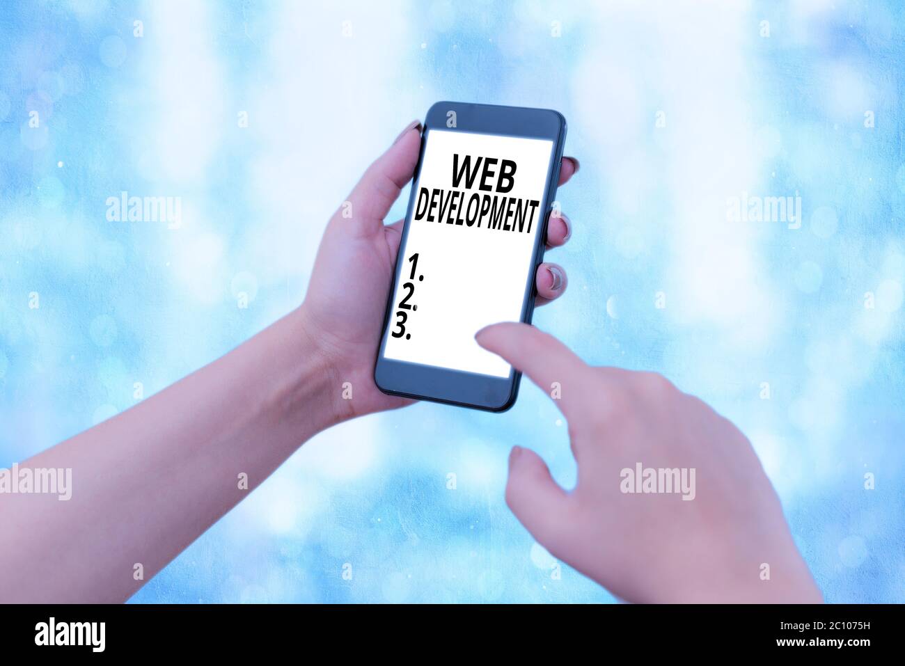 Writing note showing Web Development. Business concept for work involved in developing a website ...