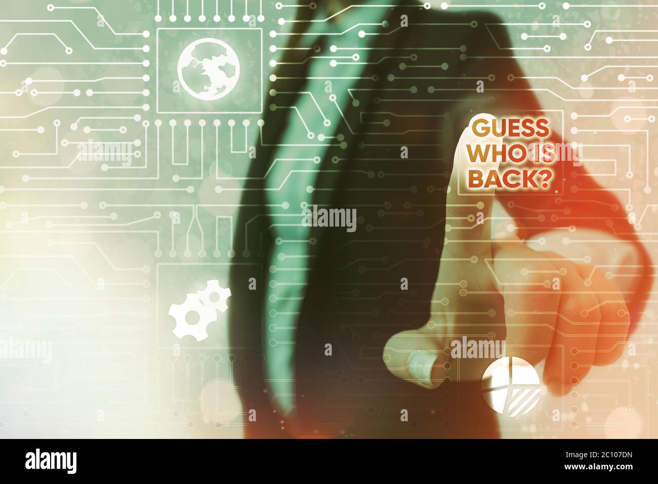 Writing note showing Guess Who Is Back Question. Business concept for ...