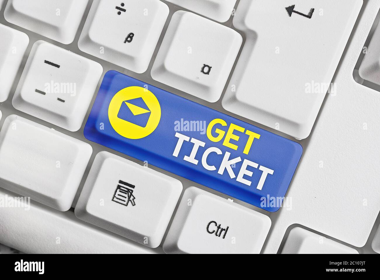 Text sign showing Get Ticket. Business photo text acquiring an ...