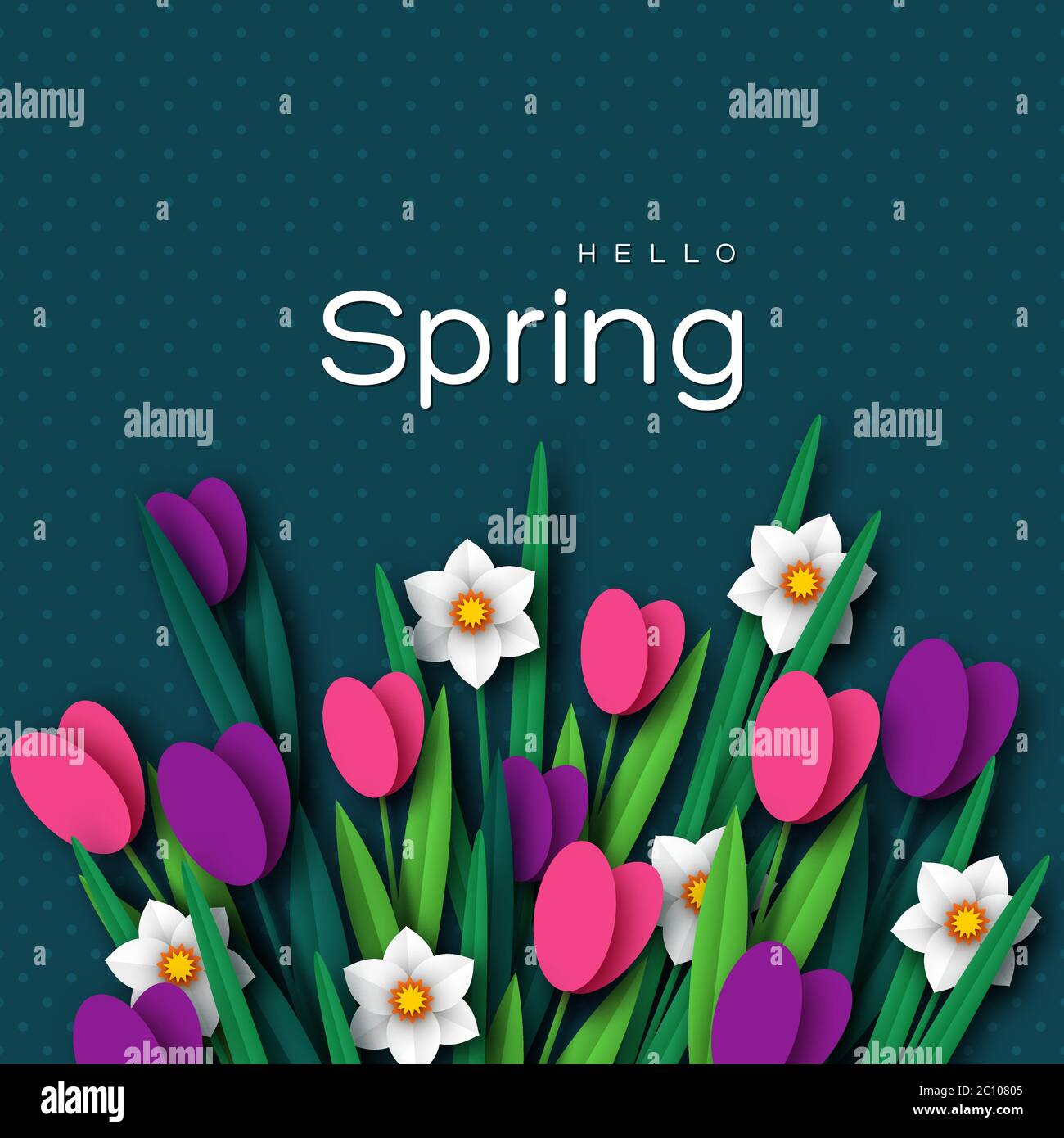 Hello spring banner garden Stock Vector Images - Alamy