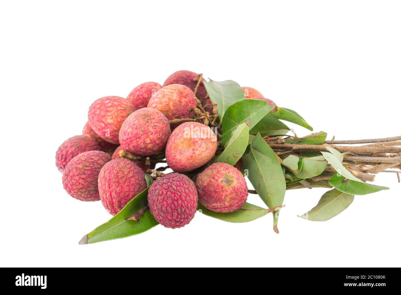 Fresh lychees isolated on white background Stock Photo - Alamy