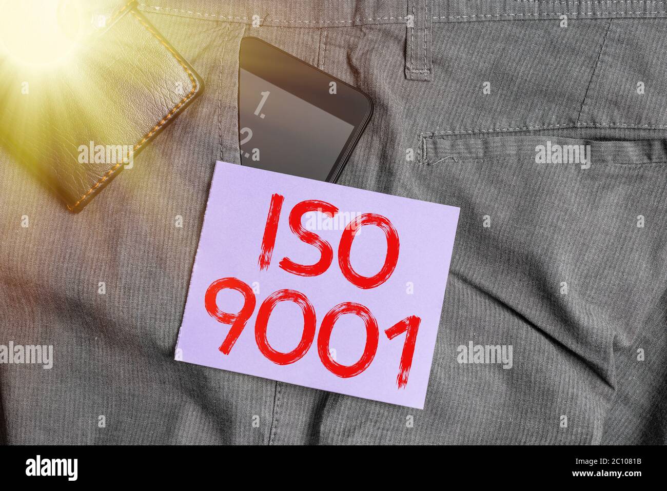 Writing note showing Iso 9001. Business concept for the appropriate ...