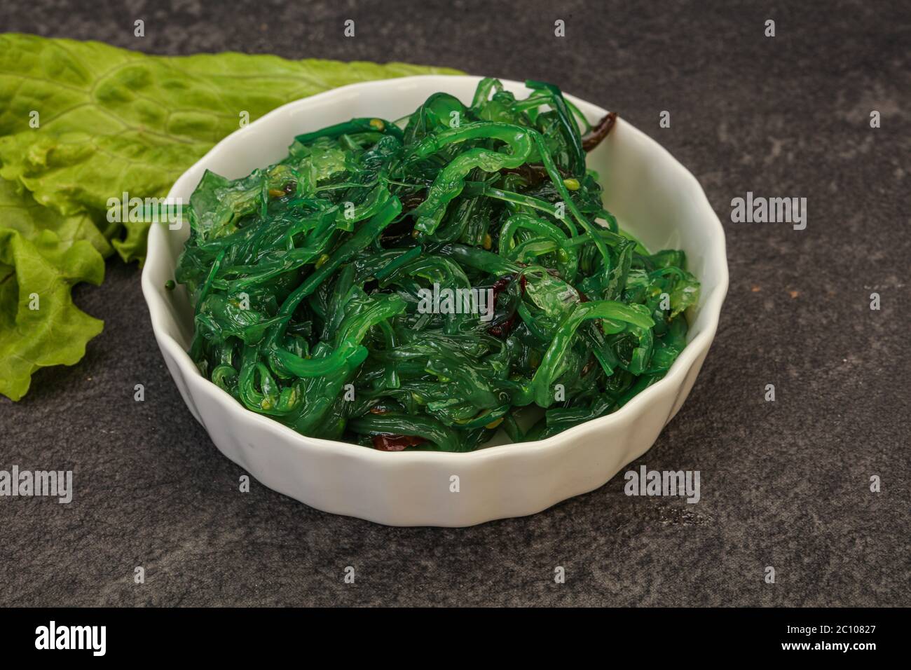 Green Chuka Seaweed Salad Isolated on White Background Top View. Wakame ...