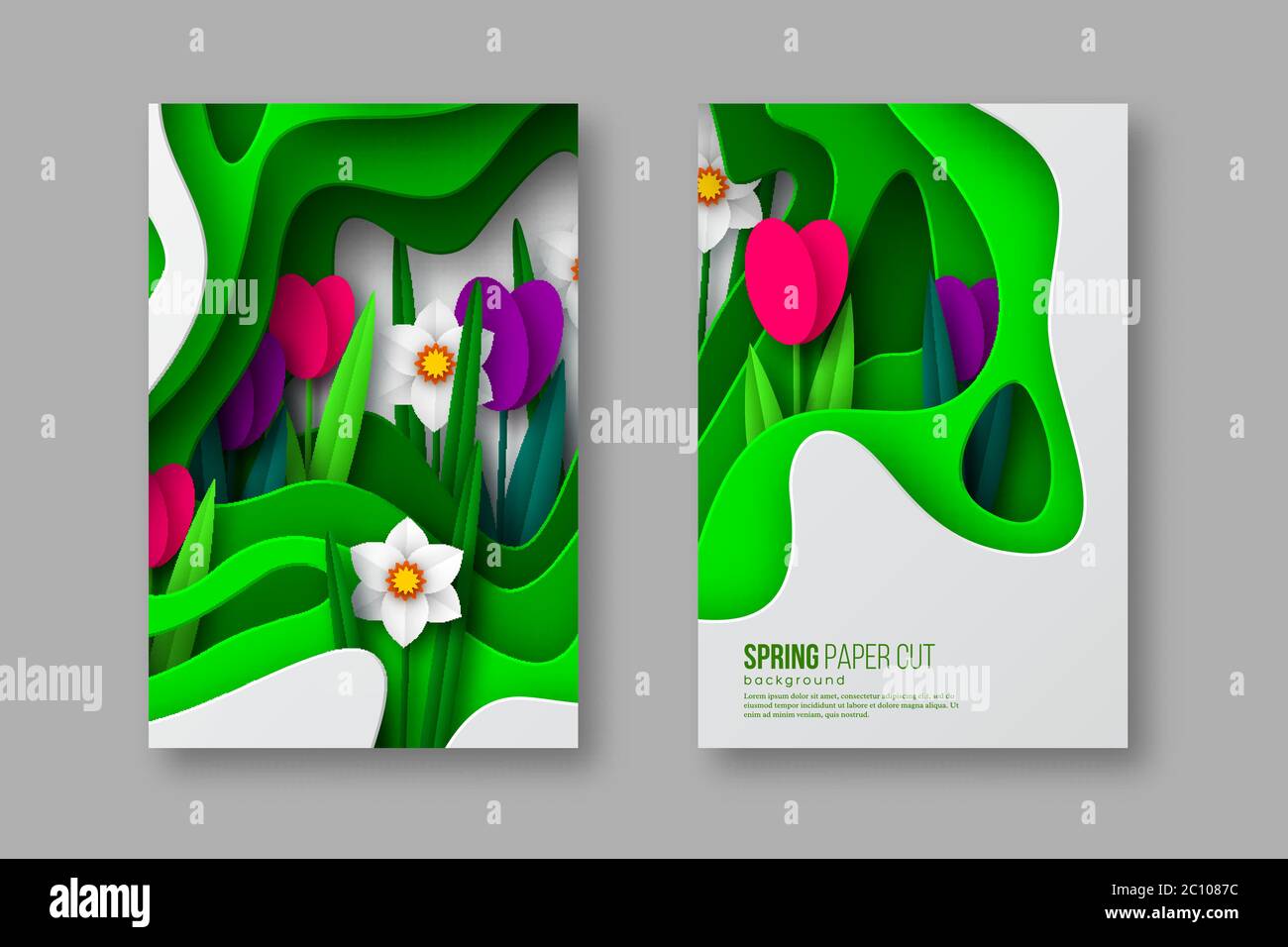 Spring floral banners, paper cut carving art Stock Vector Image & Art ...