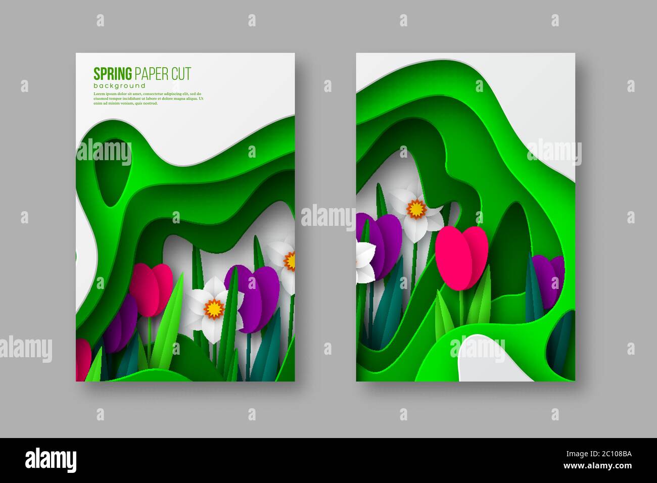 Spring floral banners, paper cut carving art Stock Vector Image & Art ...