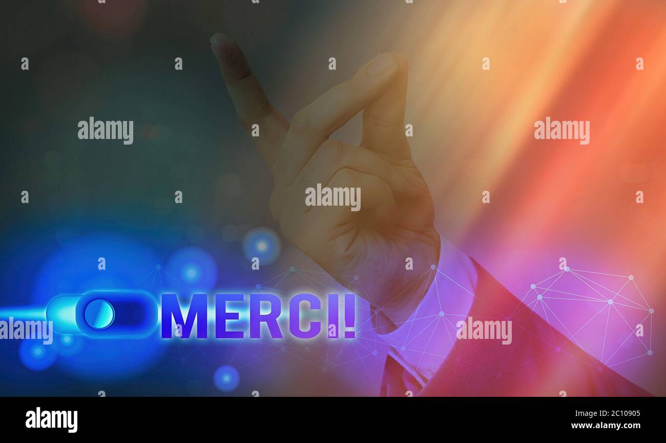 Text sign showing Merci. Business photo showcasing thank you in French ...