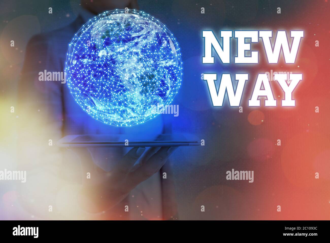 Writing note showing New Way. Business concept for Charting a different ...