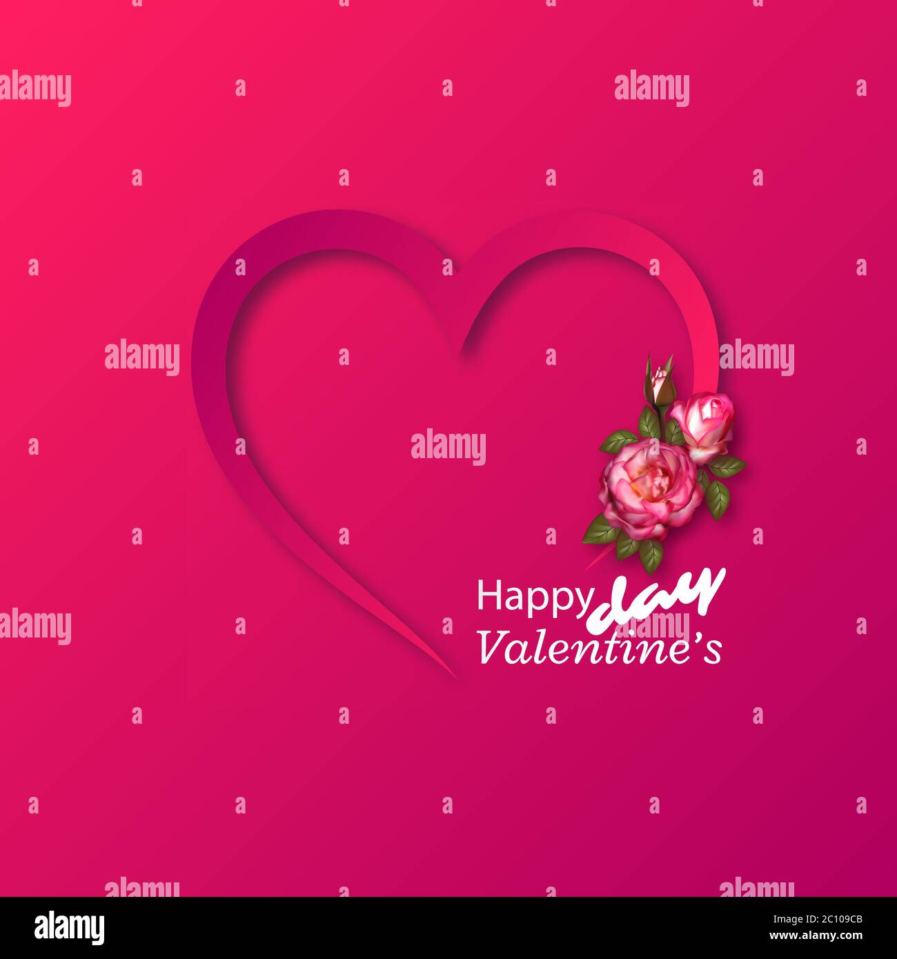 Paper heart with realistic roses bouquet Stock Vector Image & Art - Alamy